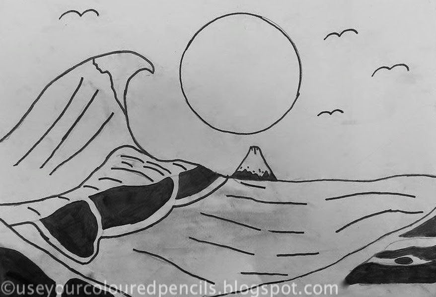 Use Your Coloured Pencils: Hokusai's Great Wave