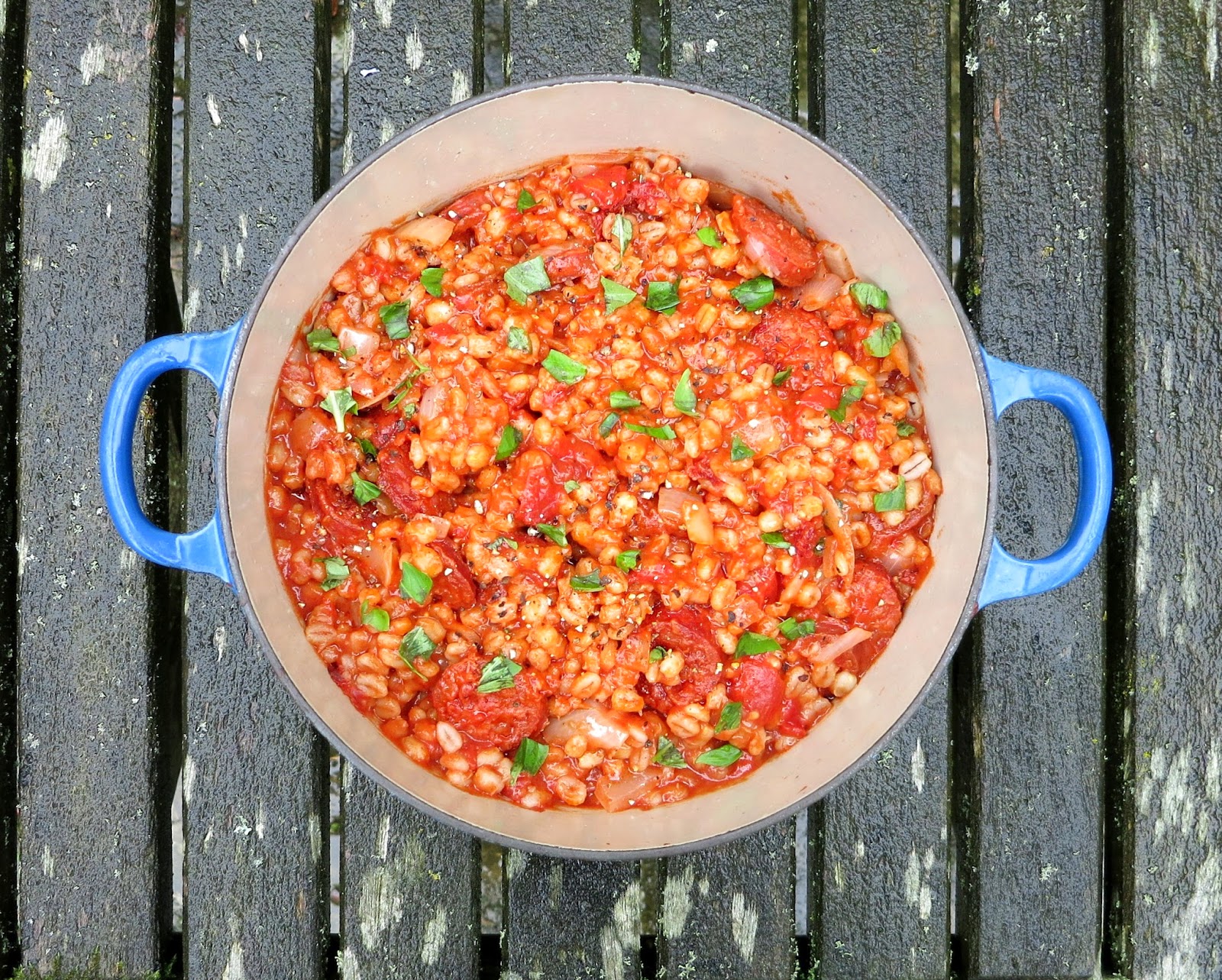 Not Just A Pretty Plate: Chorizo & Paprika Pearl Barley Risotto