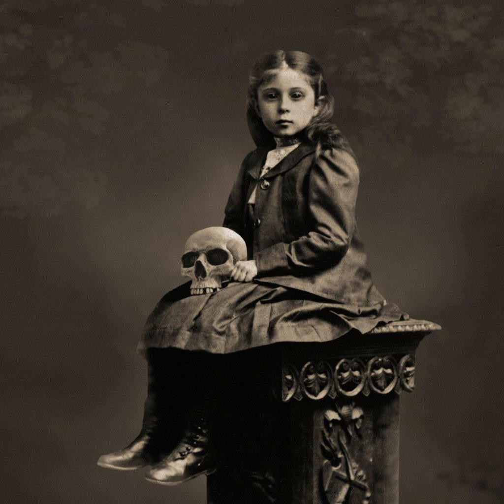 Victorian Girl with Skull