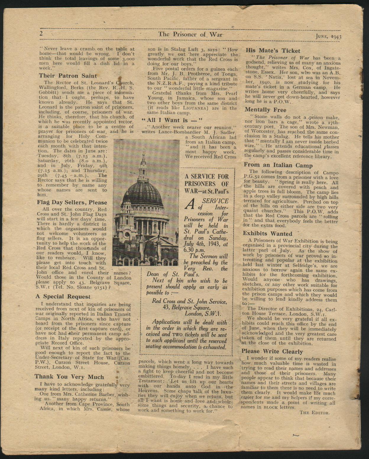 WWII Memories: Red Cross Journals - Volume 2, No. 14, June 1943