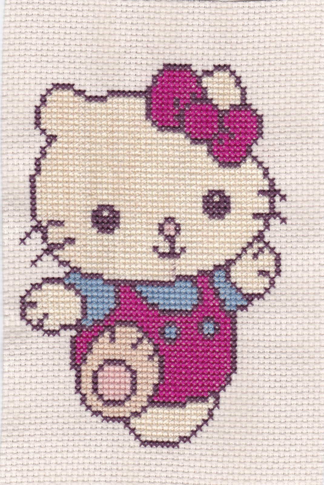 Completed Cross Stitch: Hello Kitty - 3rd Piece Finished