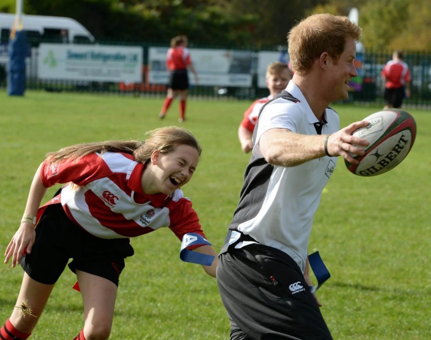 Britain's Prince Harry joined a rugby festival in the north of England
