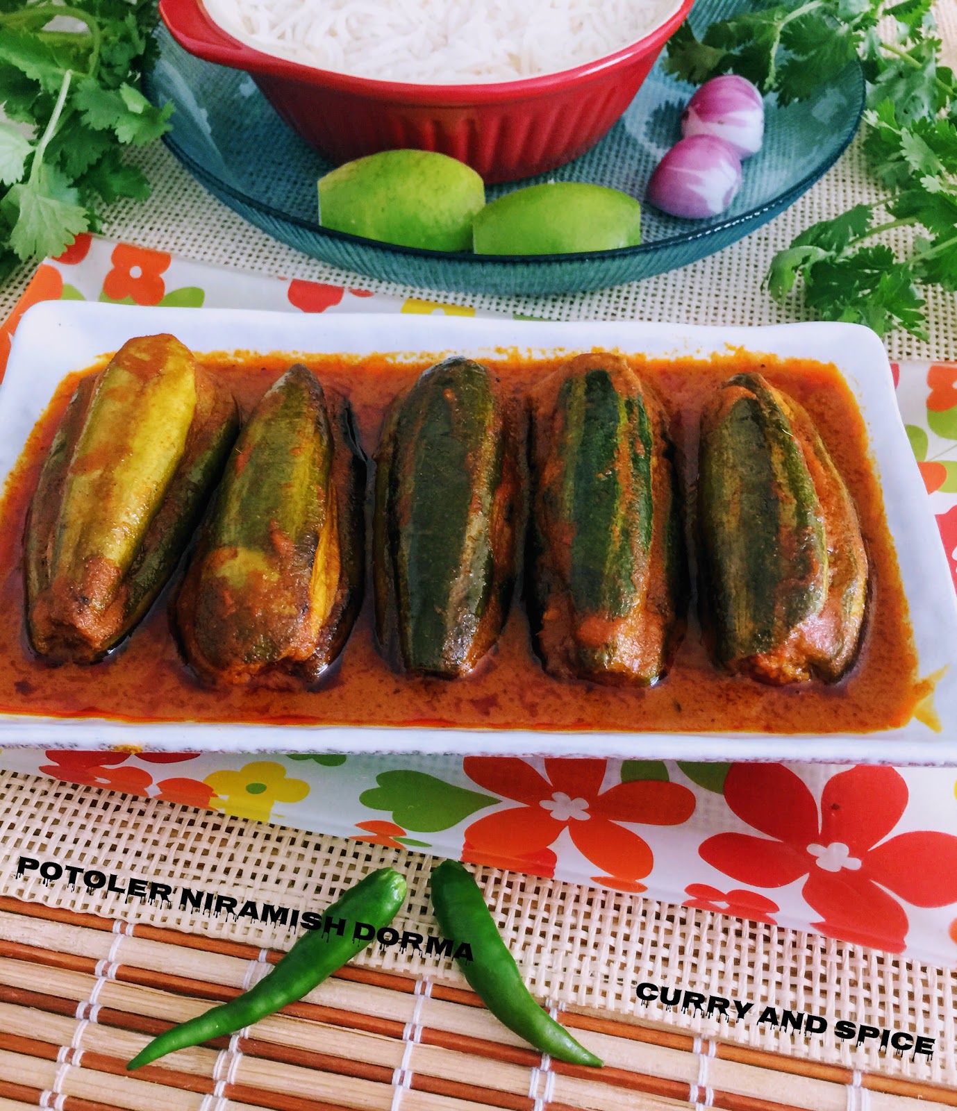 CURRY AND SPICE: POTOLER NIRAMISH DORMA [PANEER STUFFED POINTED GOURD]