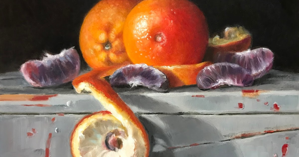 Small Oil Paintings: Blood Orange on Old Stool - Sold