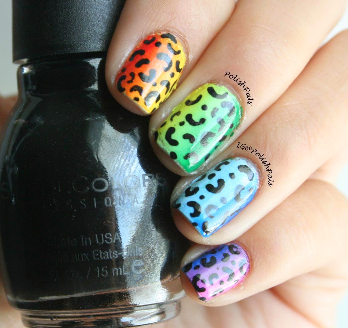 Rainbow Leopard Print Nails