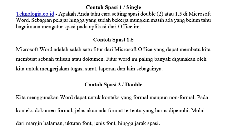 Cara Mengatur Jarak Spasi 1 (Single), 1,5 atau 2 (Double) di Microsoft Word - Tekno Aktivitas.id ...