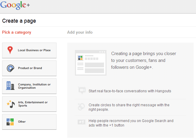Facebook pages come with six basic categories and further sub ...