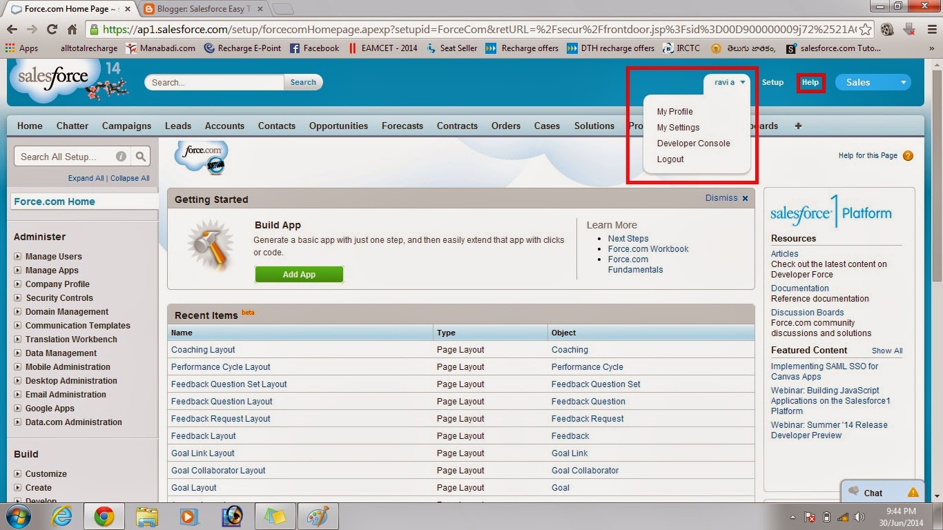 Salesforce Learners Blog Salesforce Developer Edition Home Page Overview