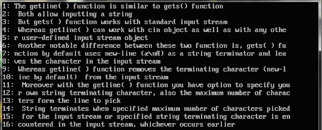 Learning Turbo C++: Library Functions: getline( ) Function