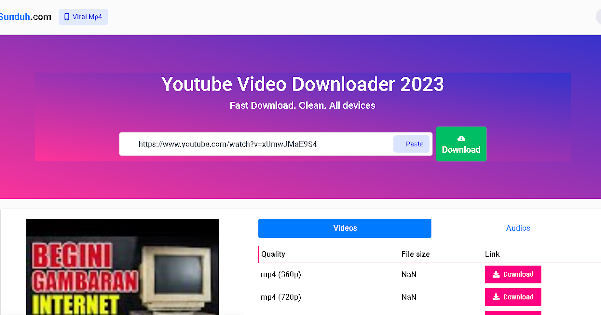 Download Video YouTube dengan Mudah Menggunakan Youtube Video Downloader