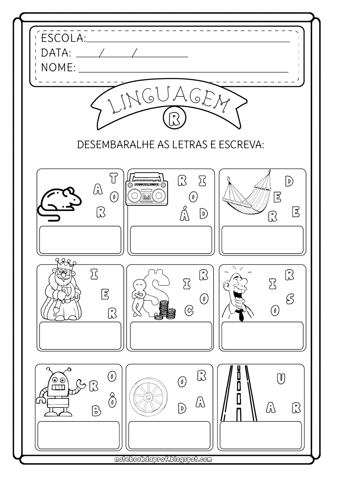 Atividades Letra R ~ Atividades para baixar