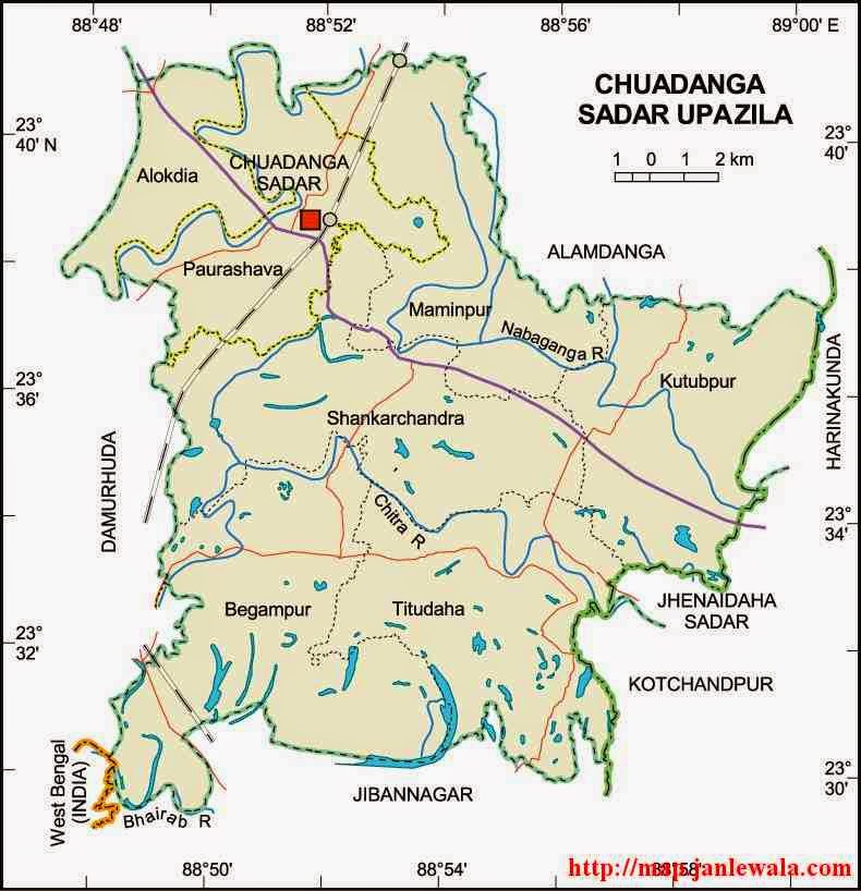 Chuadanga Sadar Upazila Map, Chuadanga, Bangladesh