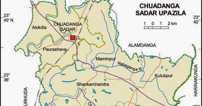 Chuadanga Sadar Upazila Map, Chuadanga, Bangladesh