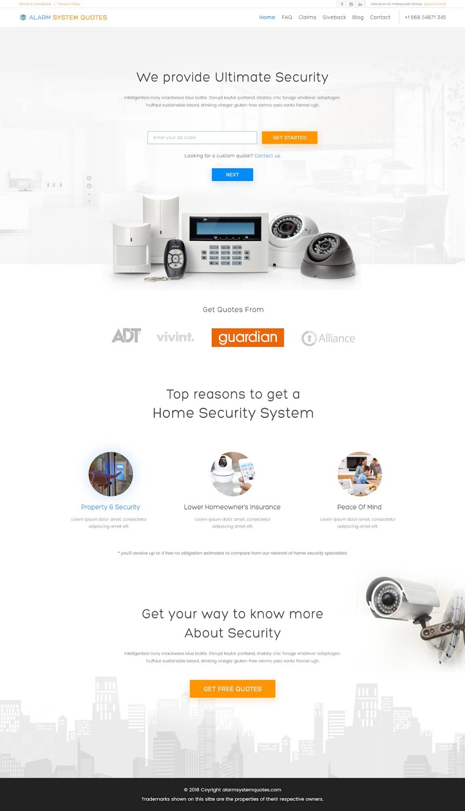 Alarm Security Landing Page