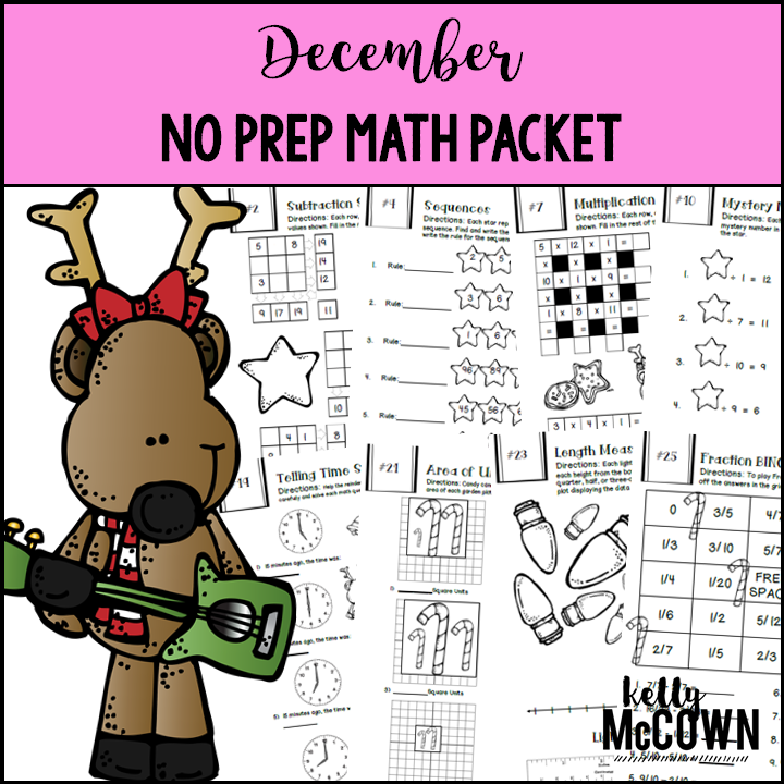 Kelly McCown: December 4th Grade NO PREP Math Packet
