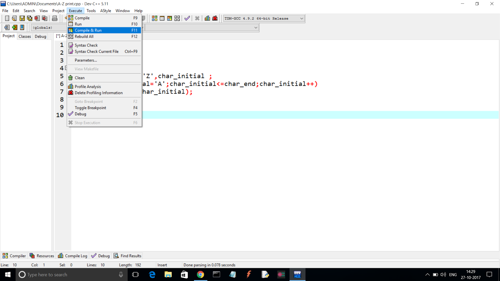 C program To Print A To Z Using Loop C program To Print A To Z Using Loop