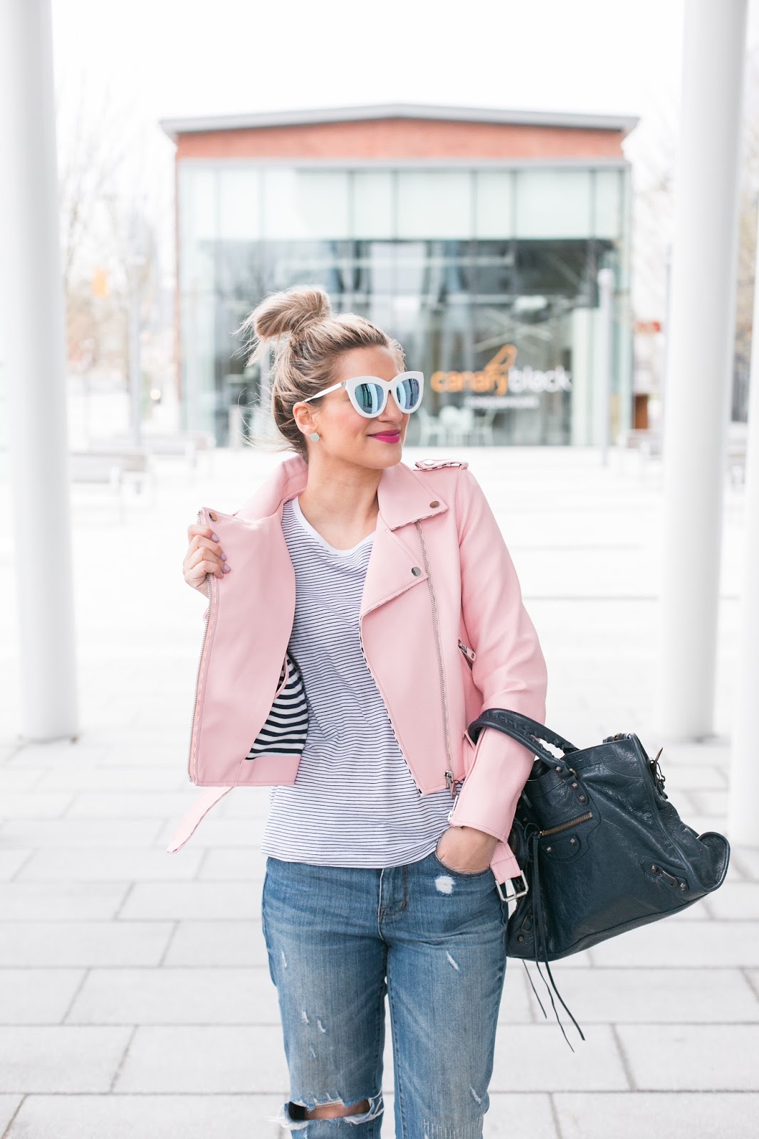 Blush Tone Leather Jacket For Fall – Bijuleni