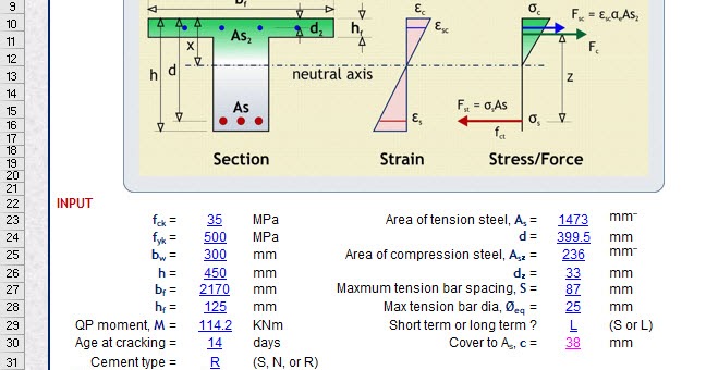 Crack Width Calculation Spreadsheet - Engineering Society