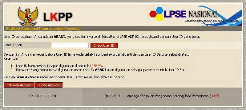 Petunjuk Aktivasi Agregasi Data Penyedia di LPSE | Pengadaan (Eprocurement)