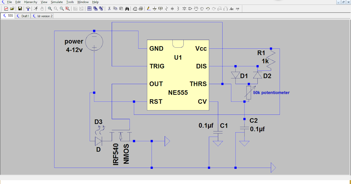 555 Timer Projects: PWM Led dimmer using NE555 Project#16