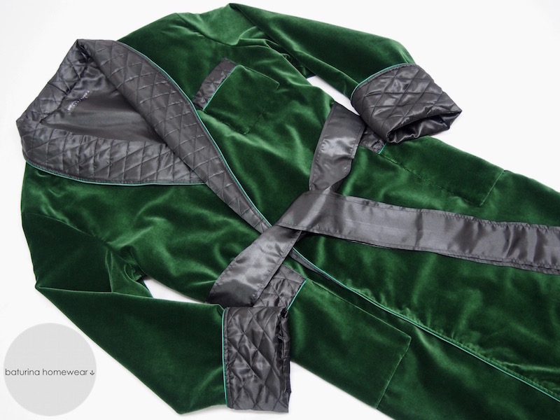 Men's Warm Velvet Dressing Gown and Smoking Jacket Robe