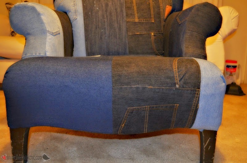 DIY: Denim Patchwork Reupholstered Chair | That Black Chic