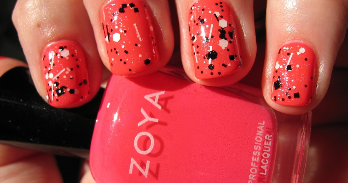 DizzyNails: Super Fun Neon Salmon Dots and Things