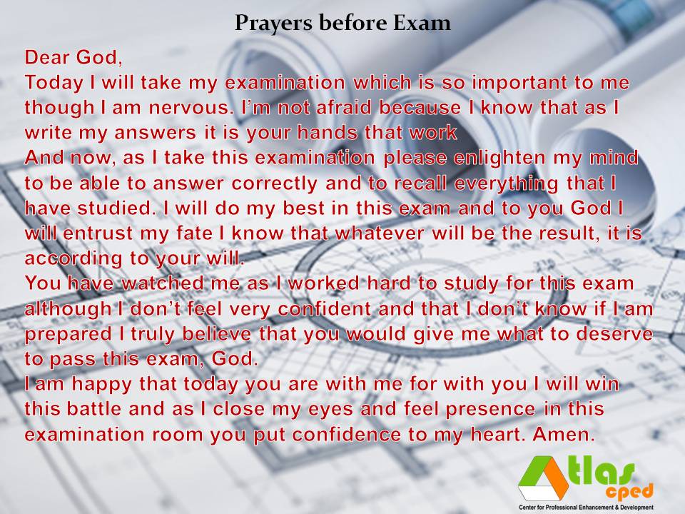 Prayer for a Successful Examination | ATLAS CDC Review Center
