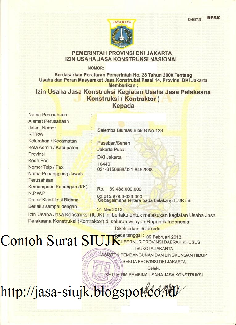 Jasa Pembuatan SIUJK Jakarta Utara,Cilincing,Kelapa Gading,Koja ...