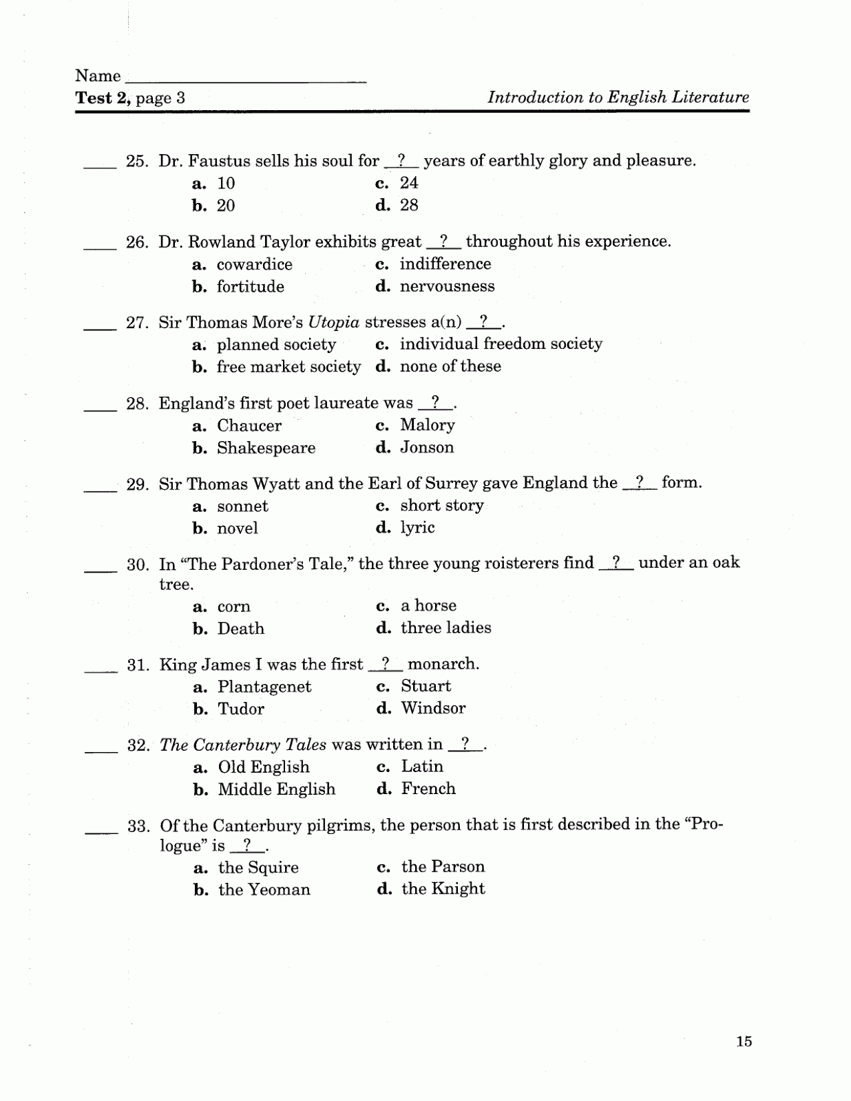 MaMa Resources: Grade 12 English test 2