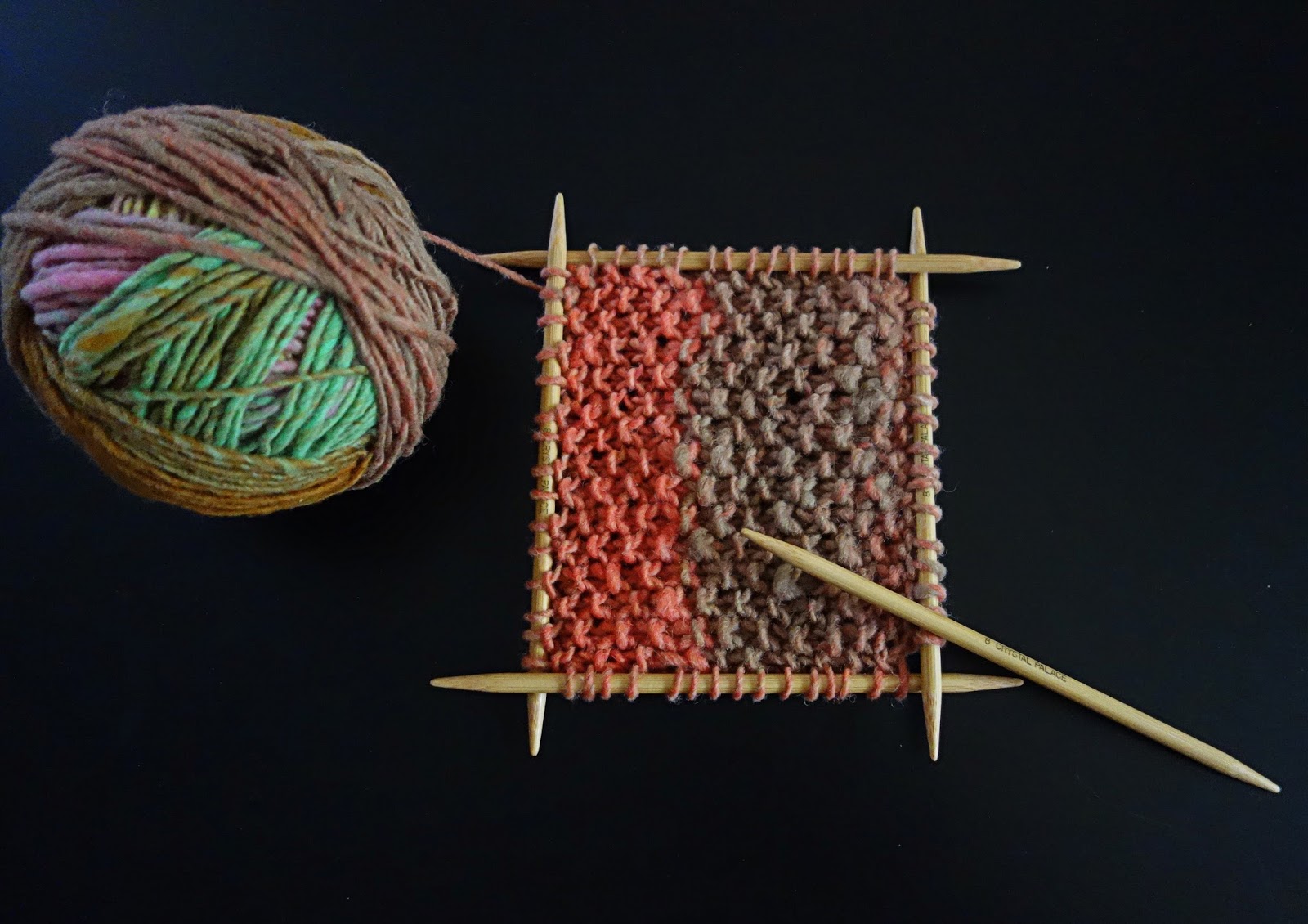 woman with wings: knitting and dyeing