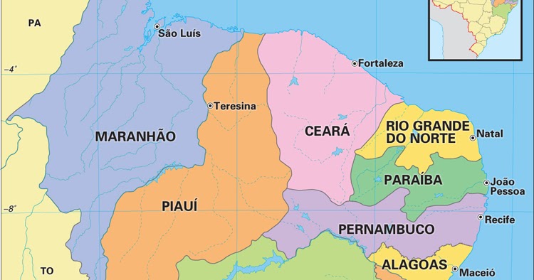 Blog de Geografia: Mapa da Região Nordeste