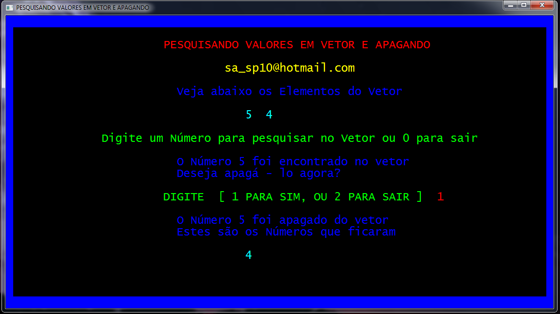 Samuel Lima - Programador C/C++ : Pesquisando Valores Em Vetor e Apagando