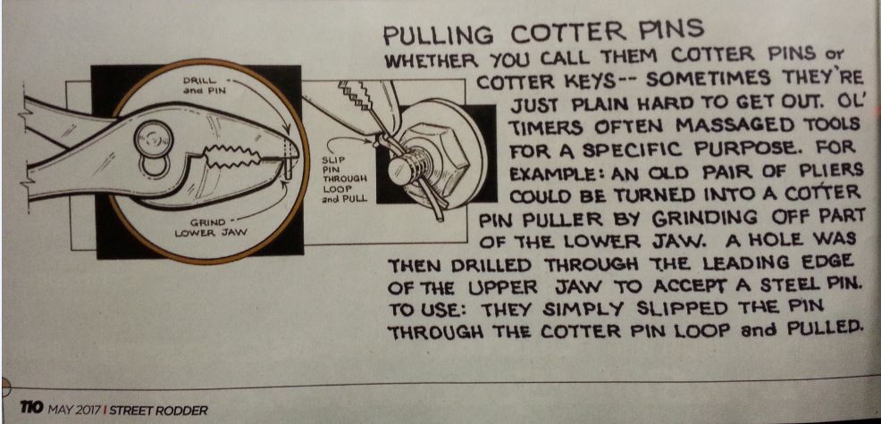 Just A Car Guy: nice tool tip for cotter pin removal from Street Rodder ...