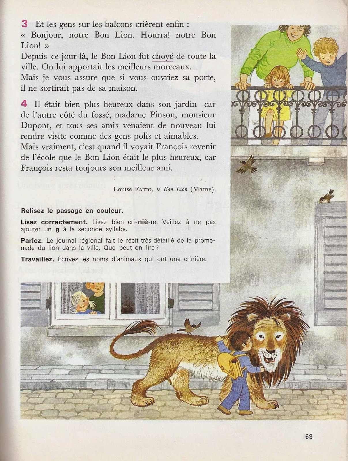 école : références: Le bon lion (Louise Fatio)