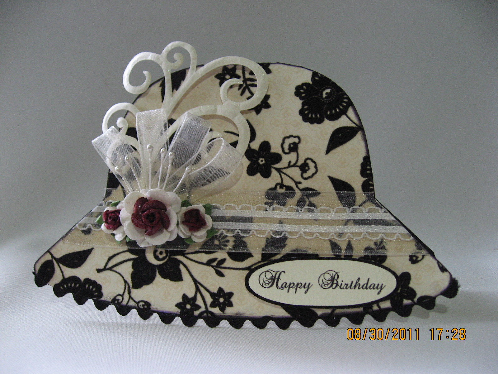 Ligaya's Creativity Zone: Just Another Black And Ivory Hat Card
