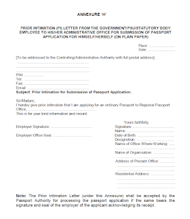 Write Letters online: Prior Intimation Letter as per Annx H for Govt ...