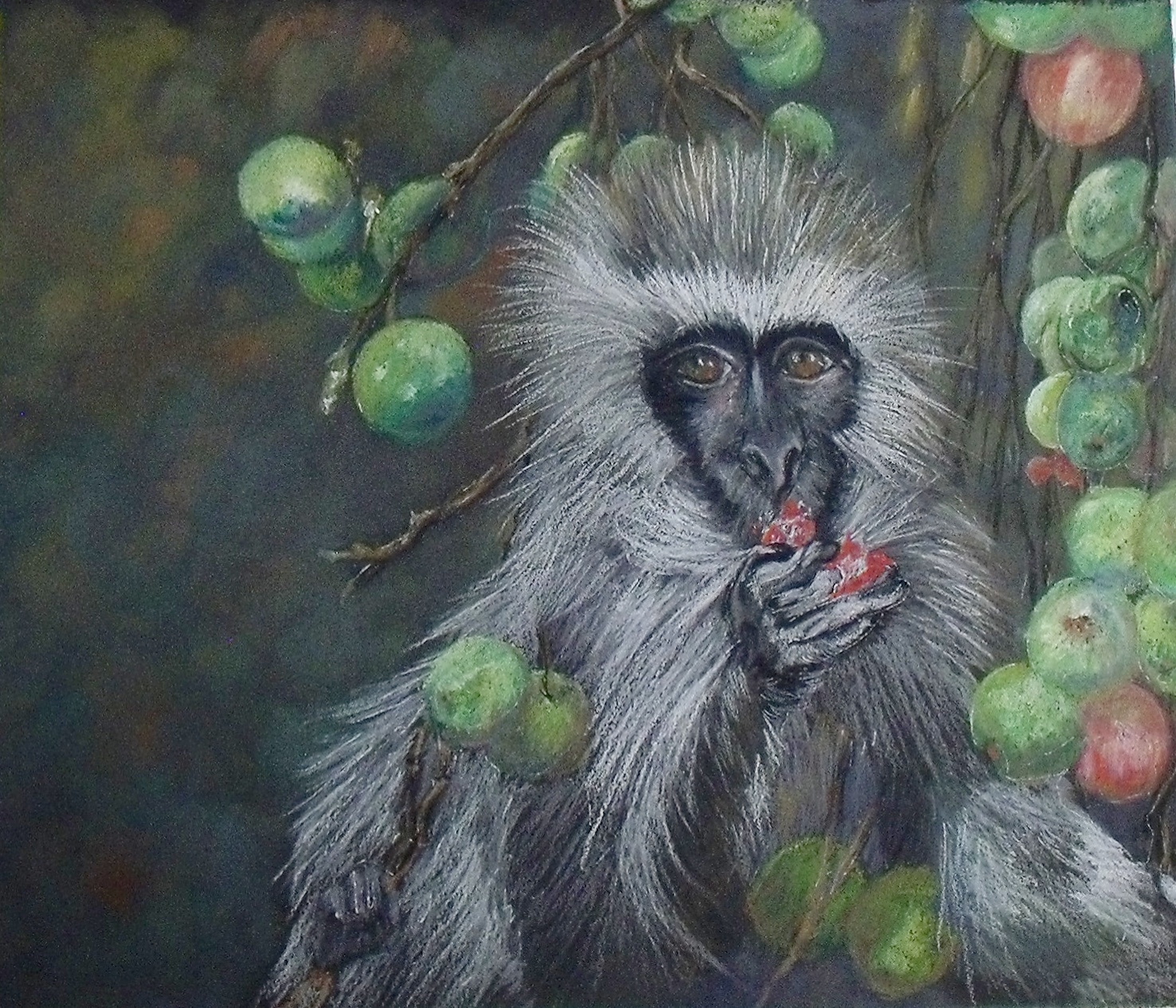 Simply Delicious Velvet Monkey pastel portrait