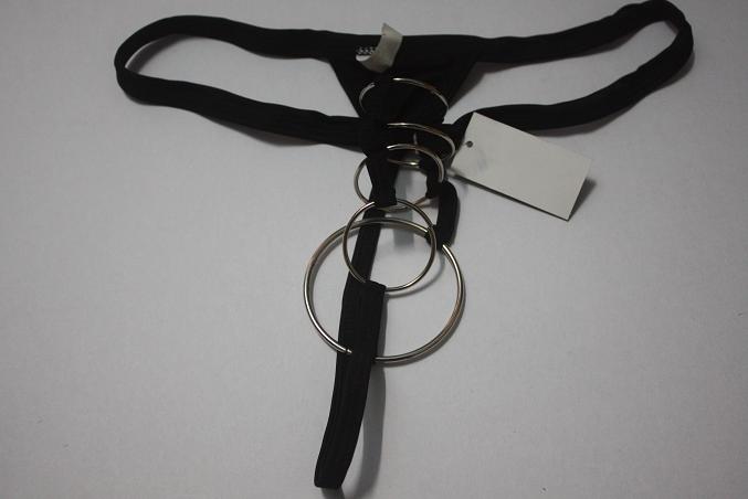 FASHION CARE 2U: UM463 Metal Ring Black G String Men's Underwear