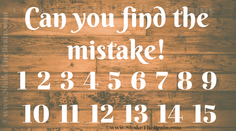 Picture Puzzle: Can You Find the Mistake! 1 to 15