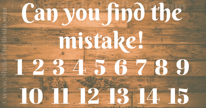 Picture Puzzle: Can You Find the Mistake! 1 to 15