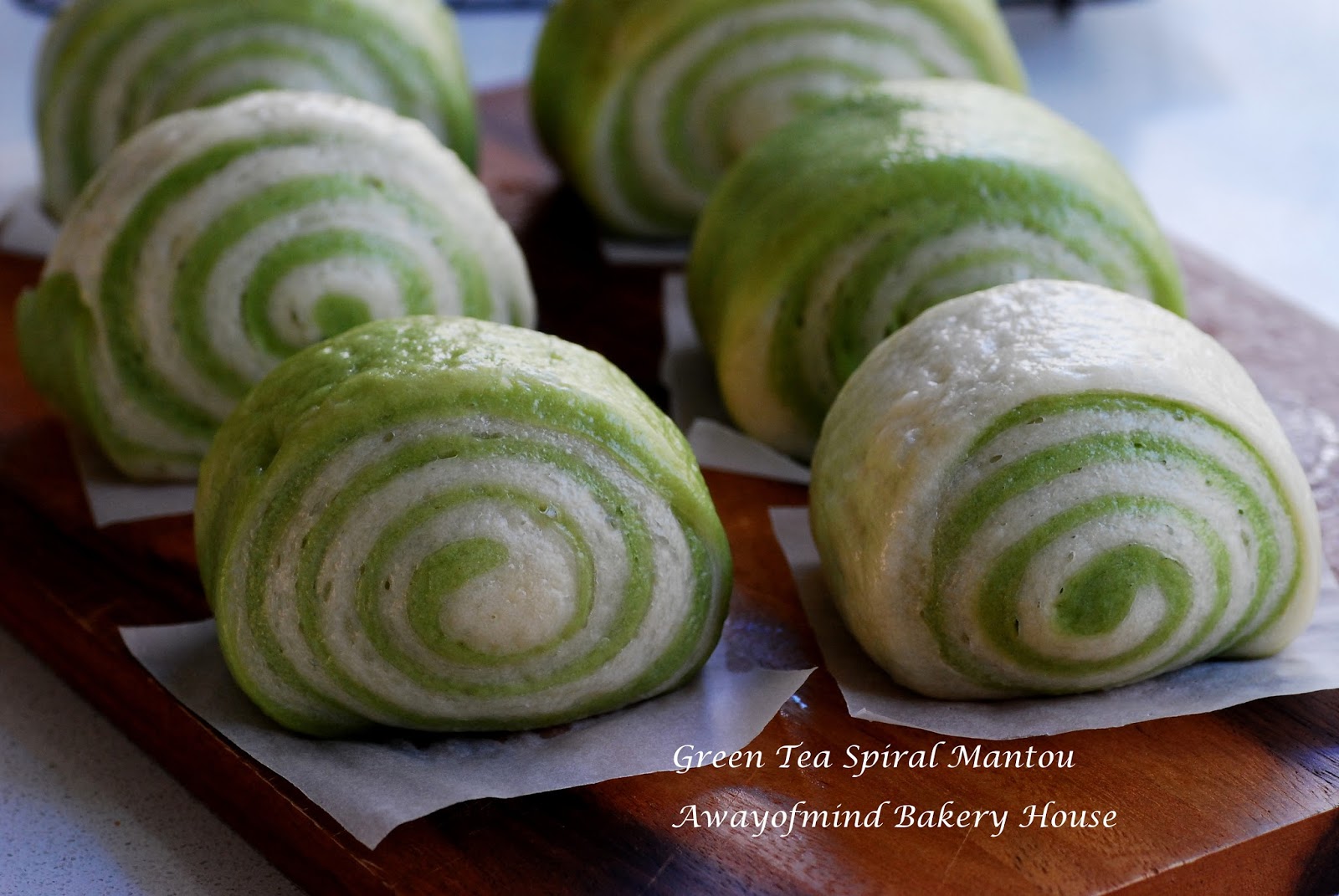 Awayofmind Bakery House: Green Tea Spiral Mantou (Chinese Green Tea ...