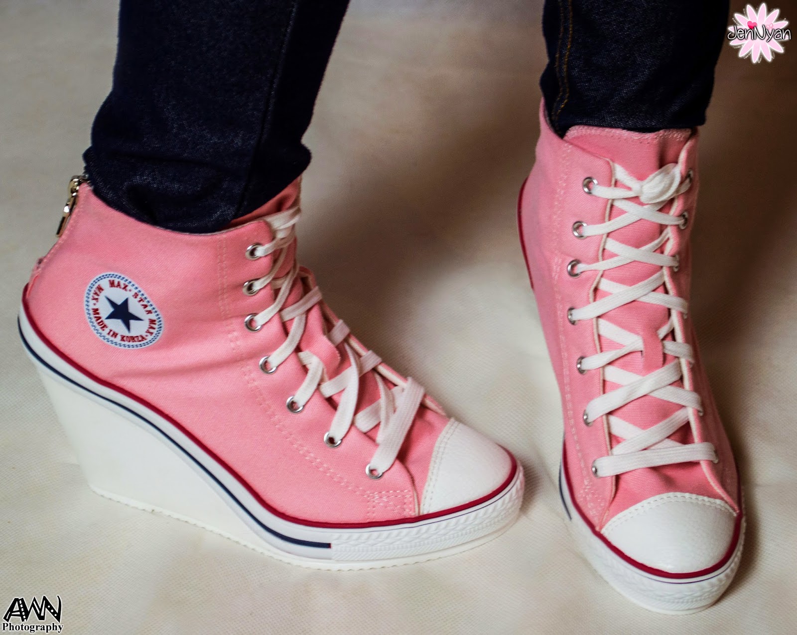 JenNyan : #22 Maxstar: Maxstar 777 Back Zipper Wedge Heel Shoes Pink