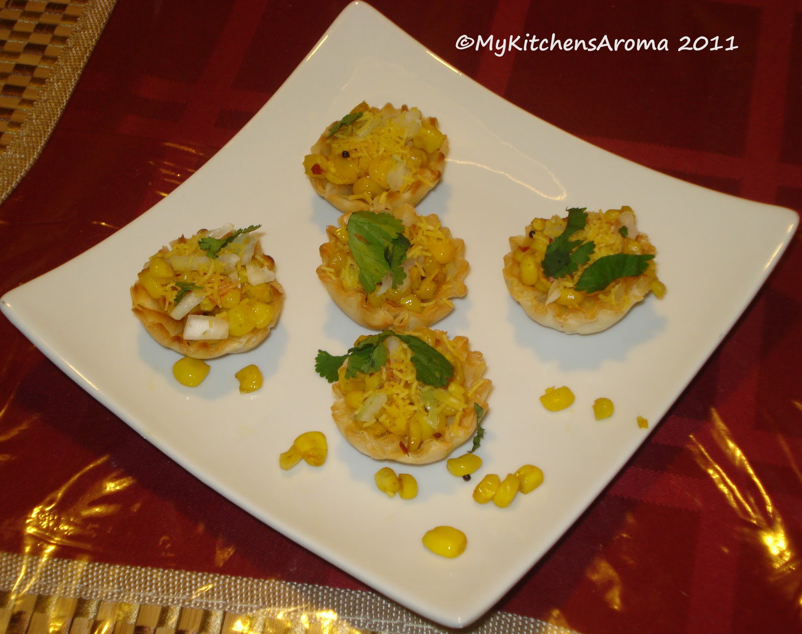 The Sizzling Pan: "Appetizers"- Corn in Phyllo cups