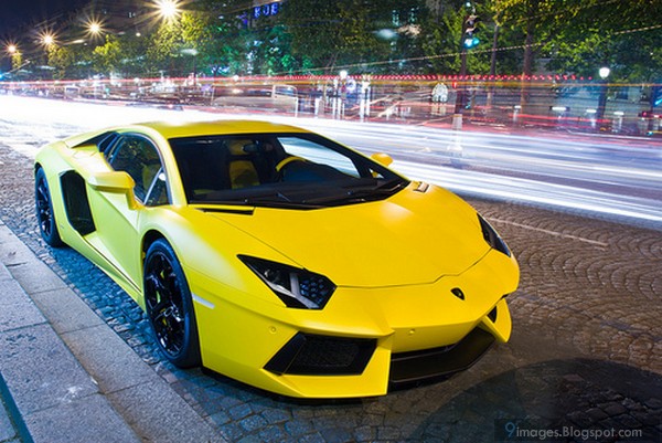Yellow lamborghini aventador car