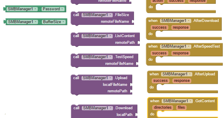 AI2 Inventor Forum News: SMB Manager extension Version 2