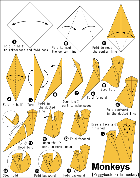 Two Monkeys - Easy Origami instructions For Kids