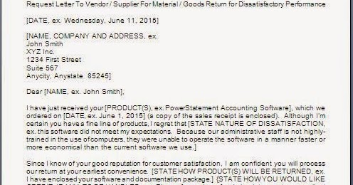 Product Return Request Letter Format