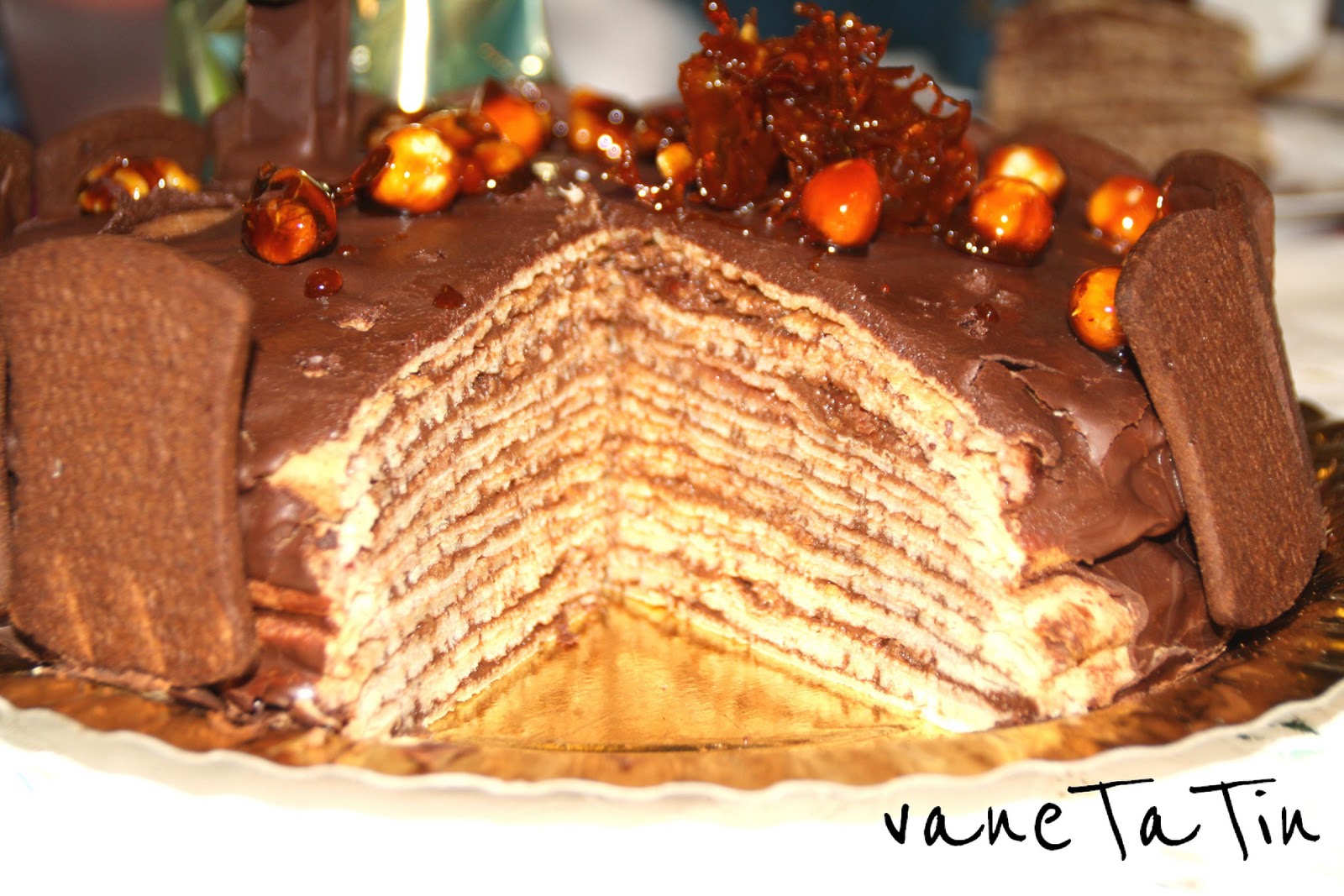 vaneTATIN: Tarta de Creps rellena de crema Ferrero Rocher