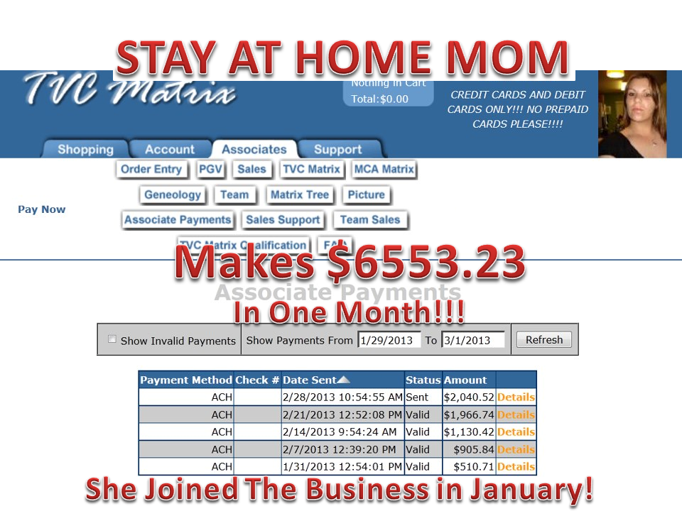 Moms Making Money with MCA: MCA Proof of Pay!